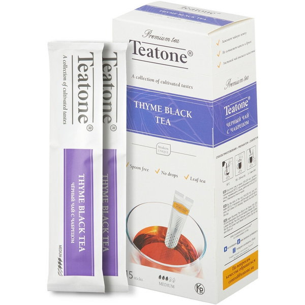 Чай Teatone черный с чабрецом в стиках, 15 штук в упаковке - купить с ...
