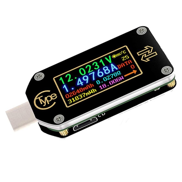 USB тестер Type C мультиметр Bluetooth метр цветной ЖК дисплей IPS ...