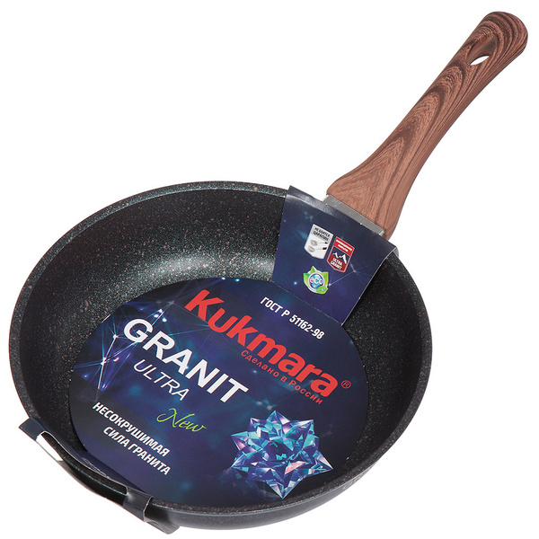 Сковорода Kukmara сго222а, 22 см Granit Ultra, съемная ручка, без ...