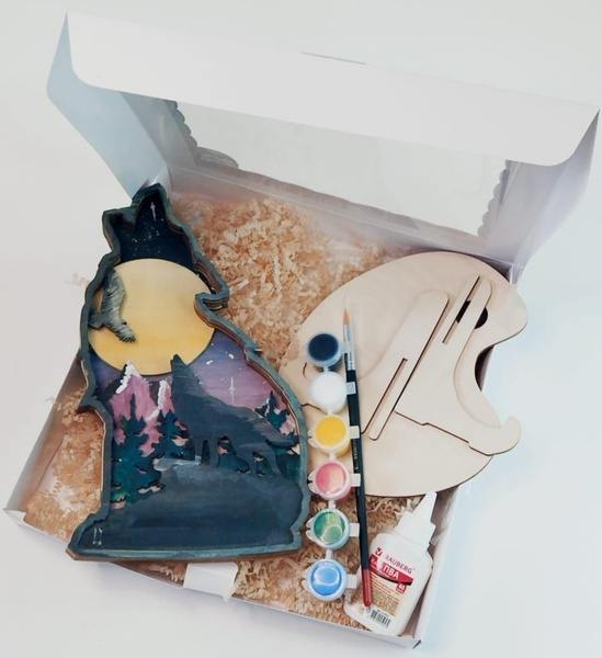 Набор для рисования Artlepota Волк / 3D раскраска из фанеры ...