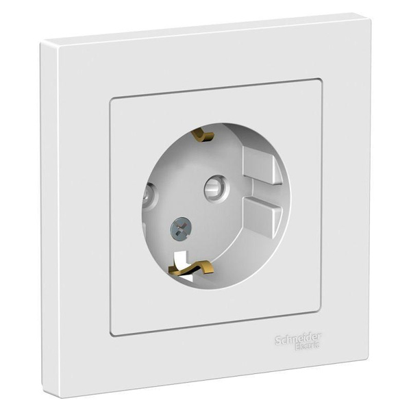 Розетка 1-м СП AtlasDesign 16А IP20 с заземл. защ. шторки в сборе бел ...