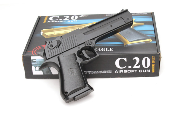 Пистолет копия настоящего Desert Eagle / Детский металлический пистолет C20 с пульками ...