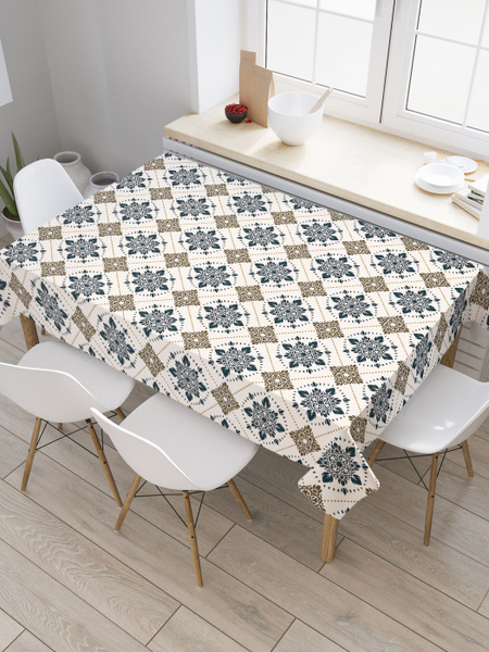 Скатерть прямоугольная на кухонный стол JoyArty "Иллюзия плитки" из оксфорда, 180x145 см ...