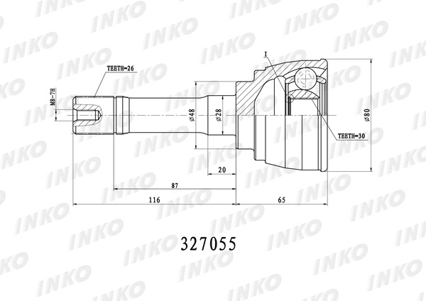 Шрус внешний 26 30 перед прав лев INKO 327055 - INKO арт. 327055 ...