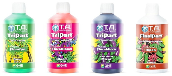 Комплект удобрений Terra Aquatica Tripart (Grow+Bloom+Micro HW) + Ripen (FinalPart) 4 шт. по 1 л ...