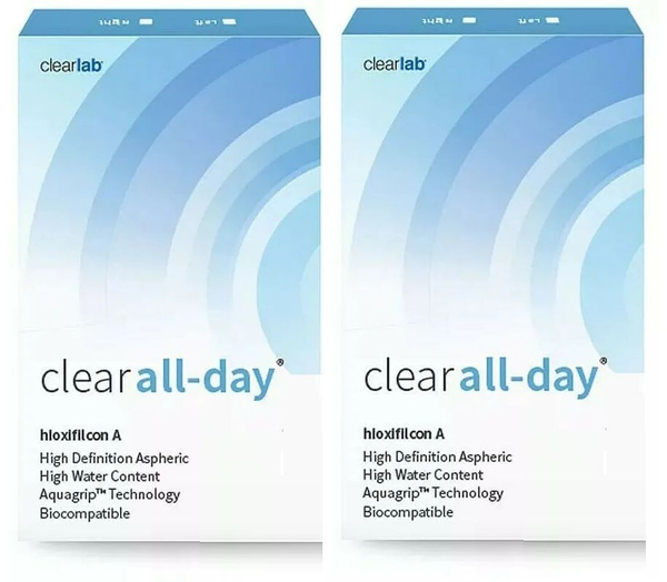 ClearLab Clear All-Day +6.00 / 14.2 / 8.6, 12 штук (2 пачки по 6 линз) контактные месячные ...