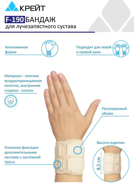Бандаж для лучезапястного сустава универсальный фиксирующий - купить с ...