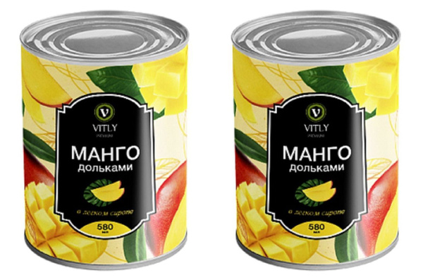 Манго дольками в легком сиропе, Vitly premium, 2 шт по 580 мл - купить с доставкой по выгодным ...