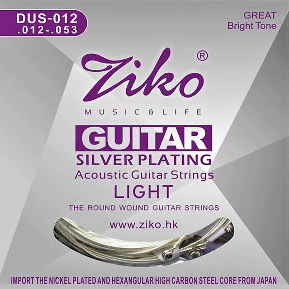 Струны для акустической гитары ZIKO DUS-012 (12-53), посеребренные ...