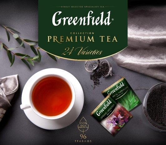 Подарочный набор чая ГРИНФИЛД в пакетиках 96 шт., GREENFIELD Premium ...