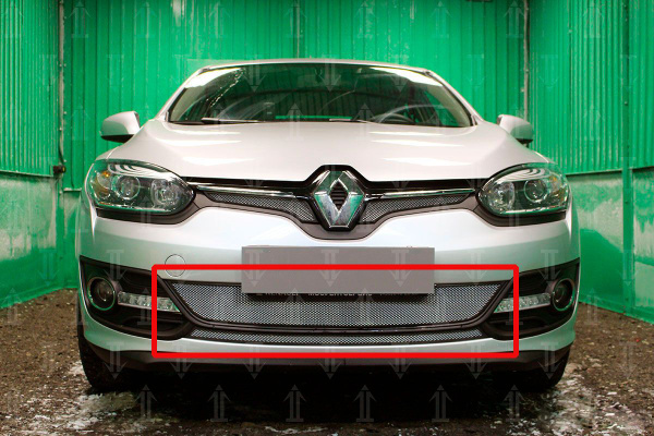 Защитная сетка радиатора низ хром Renault Megane (2014-2016) 2й ...