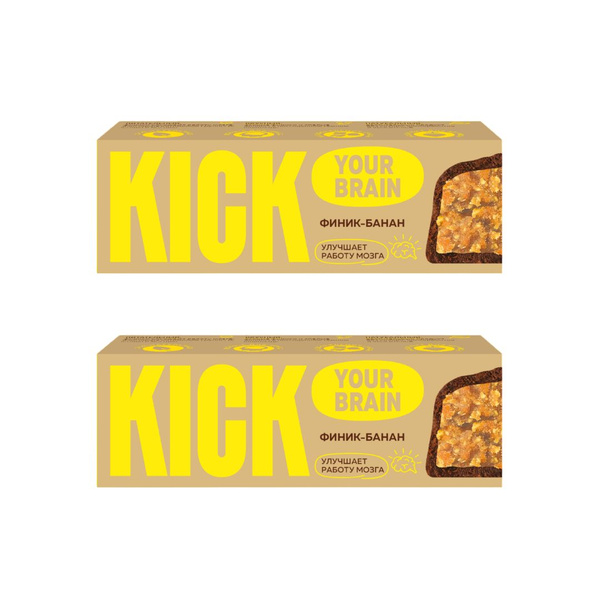 Батончик "KICK" финиковый с бананом в шоколаде, 45 гр (2 шт. в наборе ...