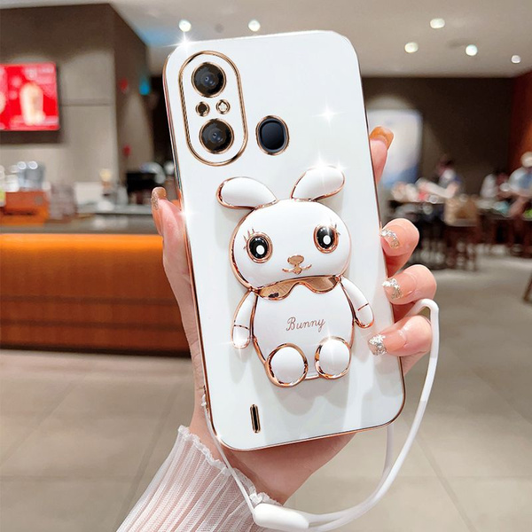 Силиконовый чехол для Itel A49 / Ител А49 С подставкой для кроликов ...