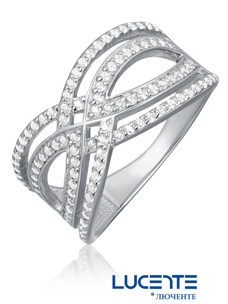 Lucente Кольцо женское из серебра 925 пробы Бесконечность с фианитами широкое - купить с ...