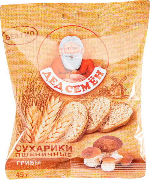 Сухарики пшеничные ДЕД СЕМЕН багет Грибы, 45 г - 10 шт. - купить с ...
