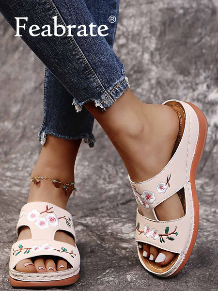 Шлепанцы Женский Feabrate, размер 39 Контрастная строчка, Однослойная подошва Лето купить c ...