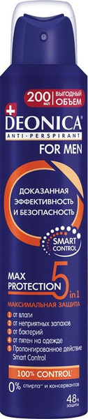 Антиперспирант Deonica For Men 5 Protection 200мл - купить с доставкой по выгодным ценам в ...