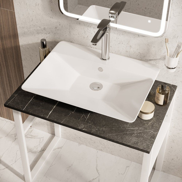 Накладная раковина STWORKI 60 3061-KL чаша, прямоугольная, фаянсовая, без отверстия под ...