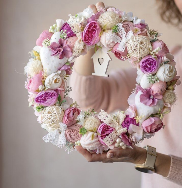 Украшение подвесное интерьерное Венок весенний купить по доступным ценам в интернет магазине