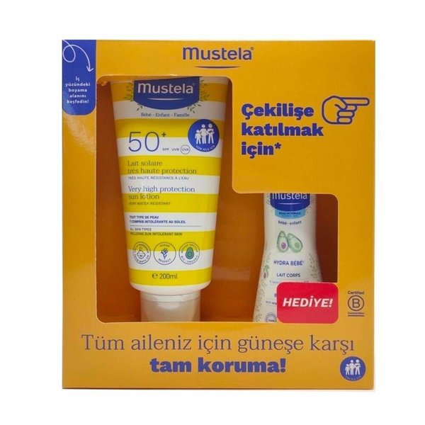 Mustela Солнцезащитный лосьон SPF50 200 мл и лосьон Mustela Hydra Bebe ...