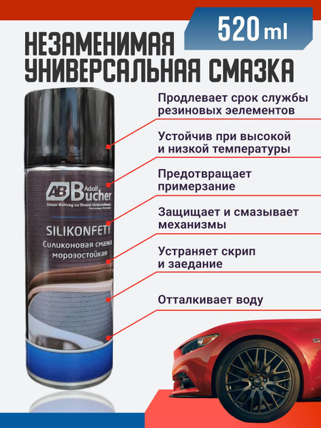 Смазка силиконовая универсальная, антискрип, смазка для беговых дорожек ...