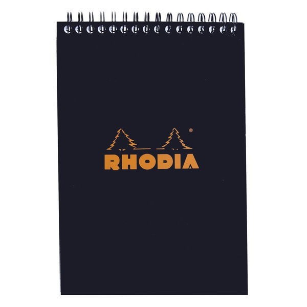 Блокнот Rhodia в клетку, А5, 80 листов, спираль сверху, черный - купить ...