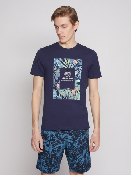 Футболка Zolla, размер 50, цвет темно-синий, 100% Хлопок - купить по выгодной цене в интернет ...