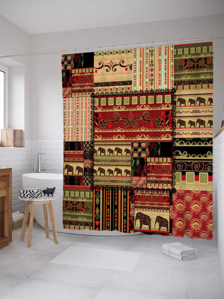 Штора для ванной 200x180 см JoyArty ширма плотные ширина 180 высота 200 для бани санузлов дома ...