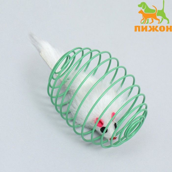 Игрушка "Мышь в шаре", 7 см, белая/зелёная - купить с доставкой по ...