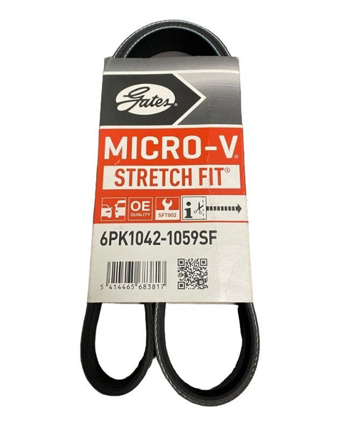 Ремень поликлиновой генератора 6PK1042-1059SF Gates Бельгия FORD Fiesta ...