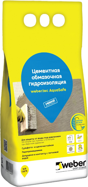 Гидроизоляция обмазочная цементная Weber.tec AquaSafe 5 кг, ZR284630534 купить на OZON по низкой ...