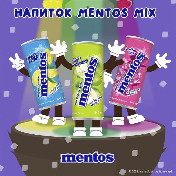 Напиток Mentos Сокосодержащий Микс Вкусов / Сок с желейными кусочками ...