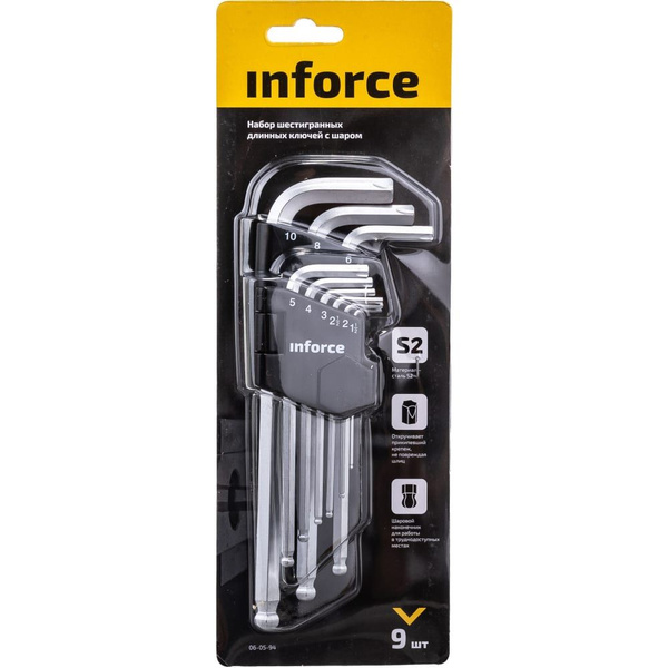 Inforce Набор шестигранных длинных ключей с шаром 9 шт 06-05-94 ...