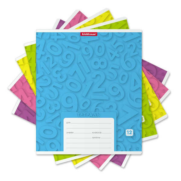 Тетрадь школьная ученическая ErichKrause Optima Numbers ассорти, 12 ...