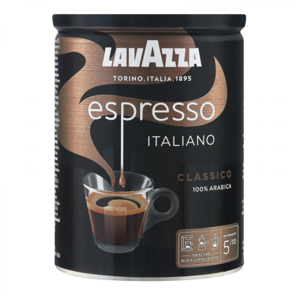 Кофе Lavazza Лавацца Caffe Espresso молотый в банке 250г, 100% арабика ...