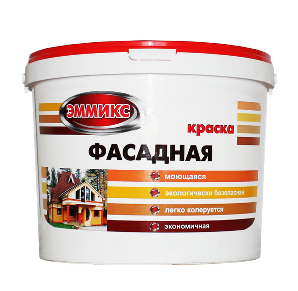 Краска ЭММИКС фасадная матовая , белая / для стен , дерева , по бетону ...