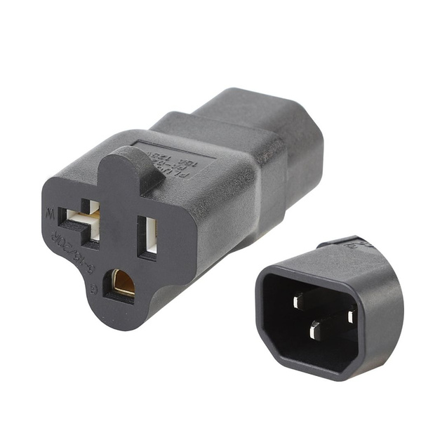 IEC 320 C14 Male to Nema 5-15/20R Female Adapter Kettle Plug 3-pin ...