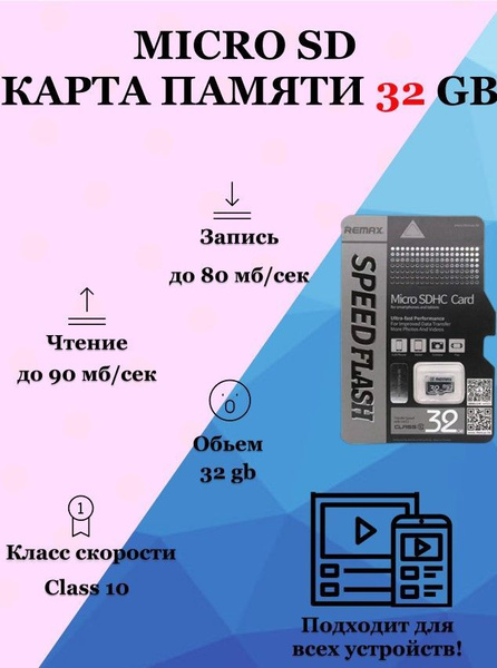 Карта памяти 32 ГБ / microSD 32 gb / карта расширения памяти 32 ГБ ...