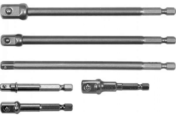 Переходники для шуруповерта под головки 1/4", 3/8", 1/2" 50/150мм (6шт ...