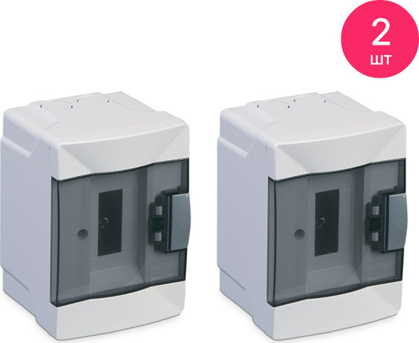 Бокс распределительный Makel / Макел ЩРН-П-02 ЩРНП с прозрачной крышкой, пластиковый белый 2 ...