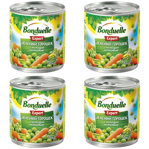 Bonduelle Горошек зеленый Expert с молодой морковью, 200 г, 4 шт ...