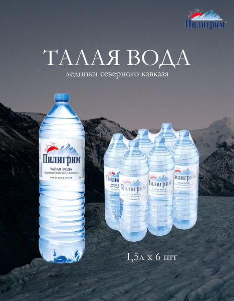 Минеральная питьевая вода Пилигрим негазированная, ПЭТ (1,5л*6шт ...