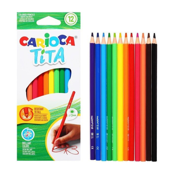 Карандаши цветные Carioca "Tita", 12 цветов, пластиковые, грифель 3 мм ...