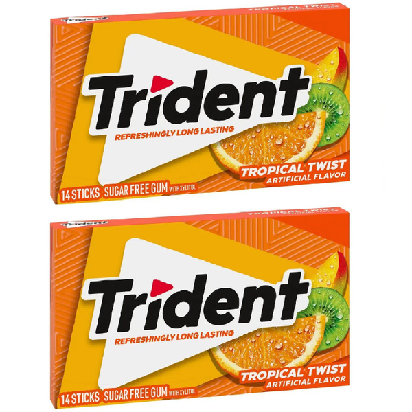 Жевательная резинка Trident Tropical Twist 2 уп по 26.6гр - купить с ...