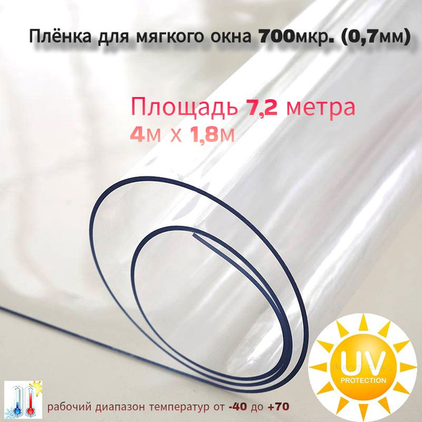 Пленка ПВХ для мягких окон прозрачная. Мягкое окно, толщина 700 мкм, 0 ...