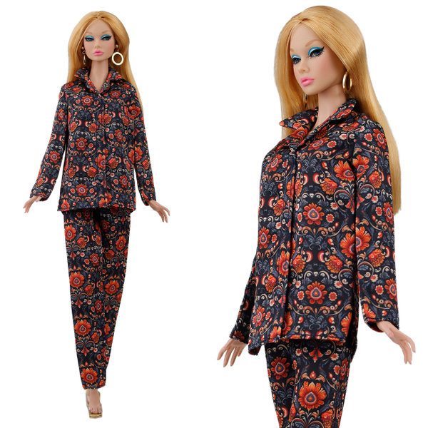 Шелковая пижама "Куколкины сны" цвета "Венеция" для кукол 29 см. типа ...