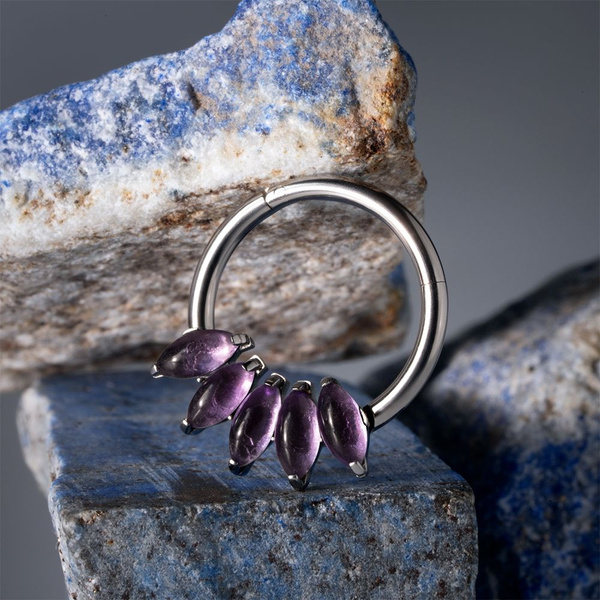 Пирсинг Implant Grade кольцо-кликер титан iris Amethyst 1.2 (16 G) x 10 ...