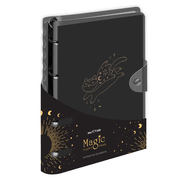 Тетрадь на кольцах 120л., А5, клетка MESHU "Black cat", с пластиковой обложкой - купить с ...