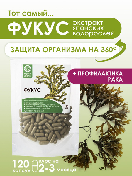 Фукус в капсулах (120 шт)-Фукус морские водоросли-Морские водоросли ...