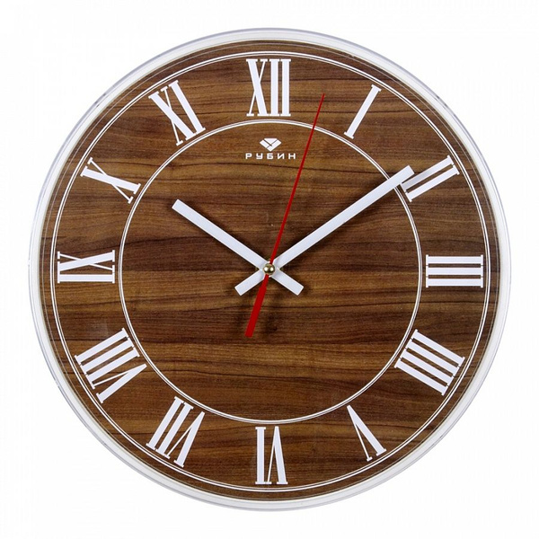 Часы настенные Рубин круглые 25 см основание белое Структура дерева 2524 145 купить по